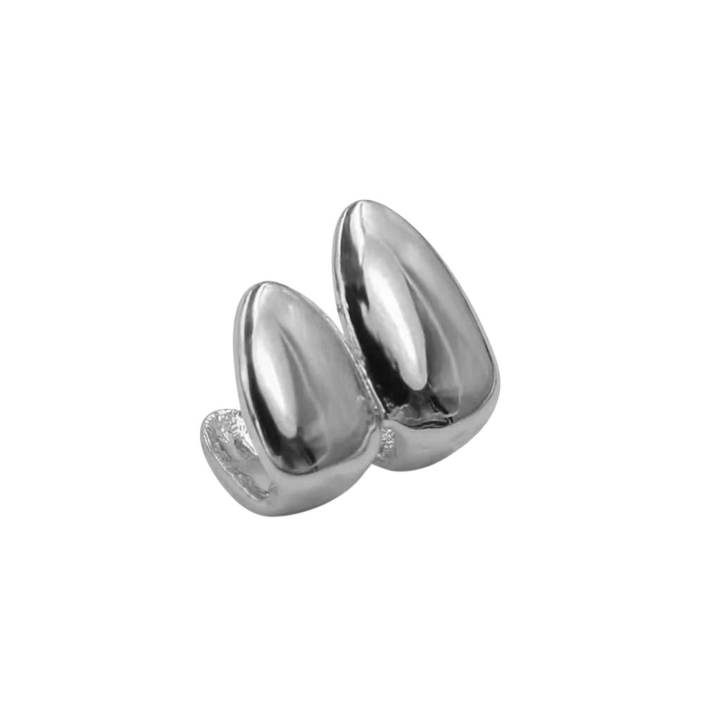 Sharp Silver Two-Tooth Fang Grillz – Grillz Teeth
